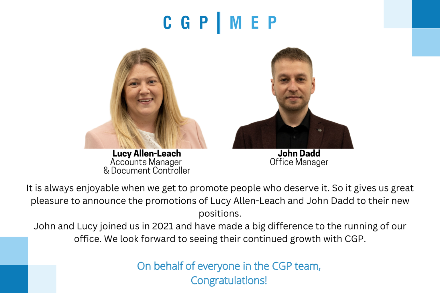 Congratulations, Lucy and John! - CGP MEP